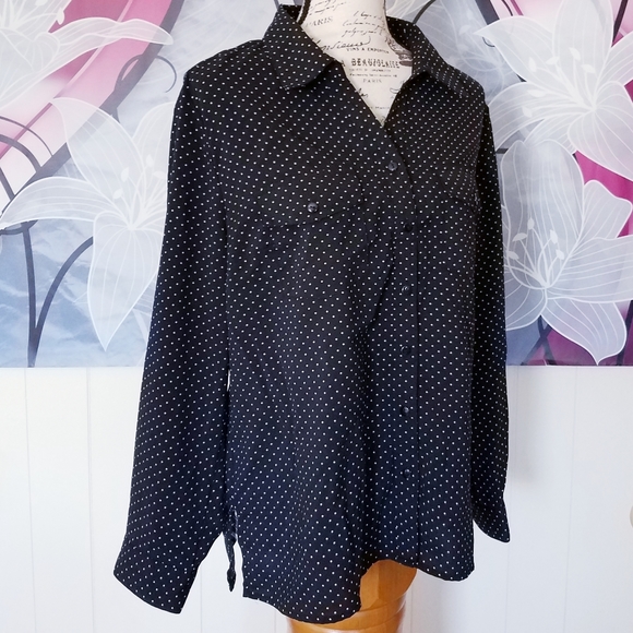 Notations | Tops | Notations Black Polka Dot Button Down | Poshmark